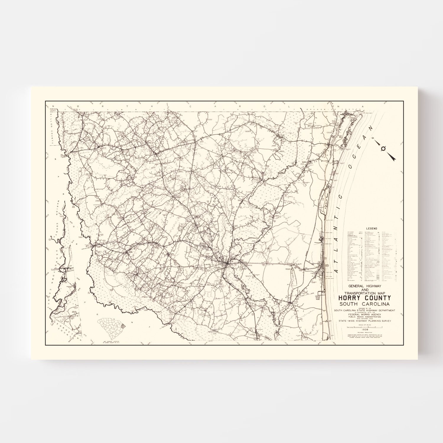 Vintage Map of Horry County, South Carolina 1939 by Ted's Vintage Art Vintage Map of Horry County, South Carolina 1939 by Ted's Vintage Art