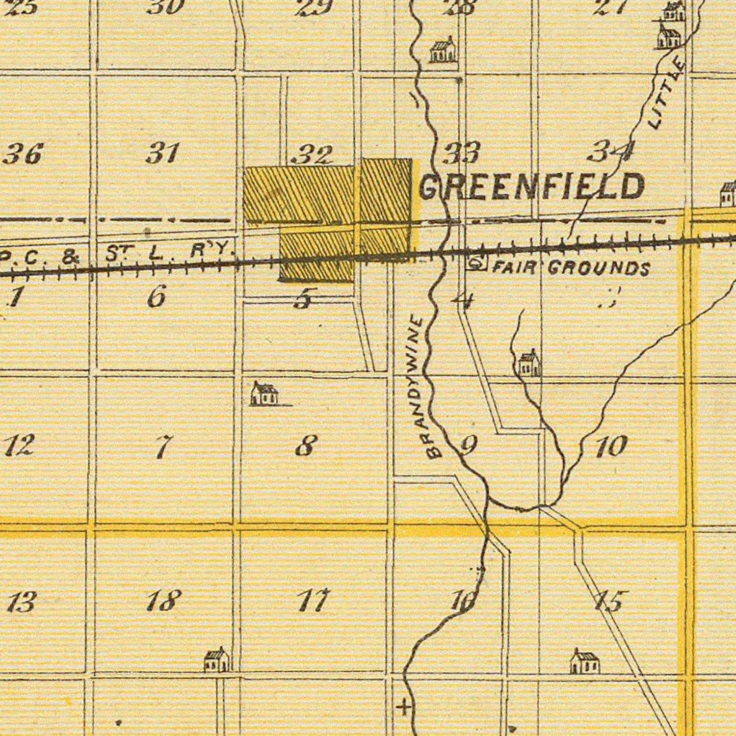 Vintage Map Of Hancock County Indiana 1876 By Teds Vintage Art