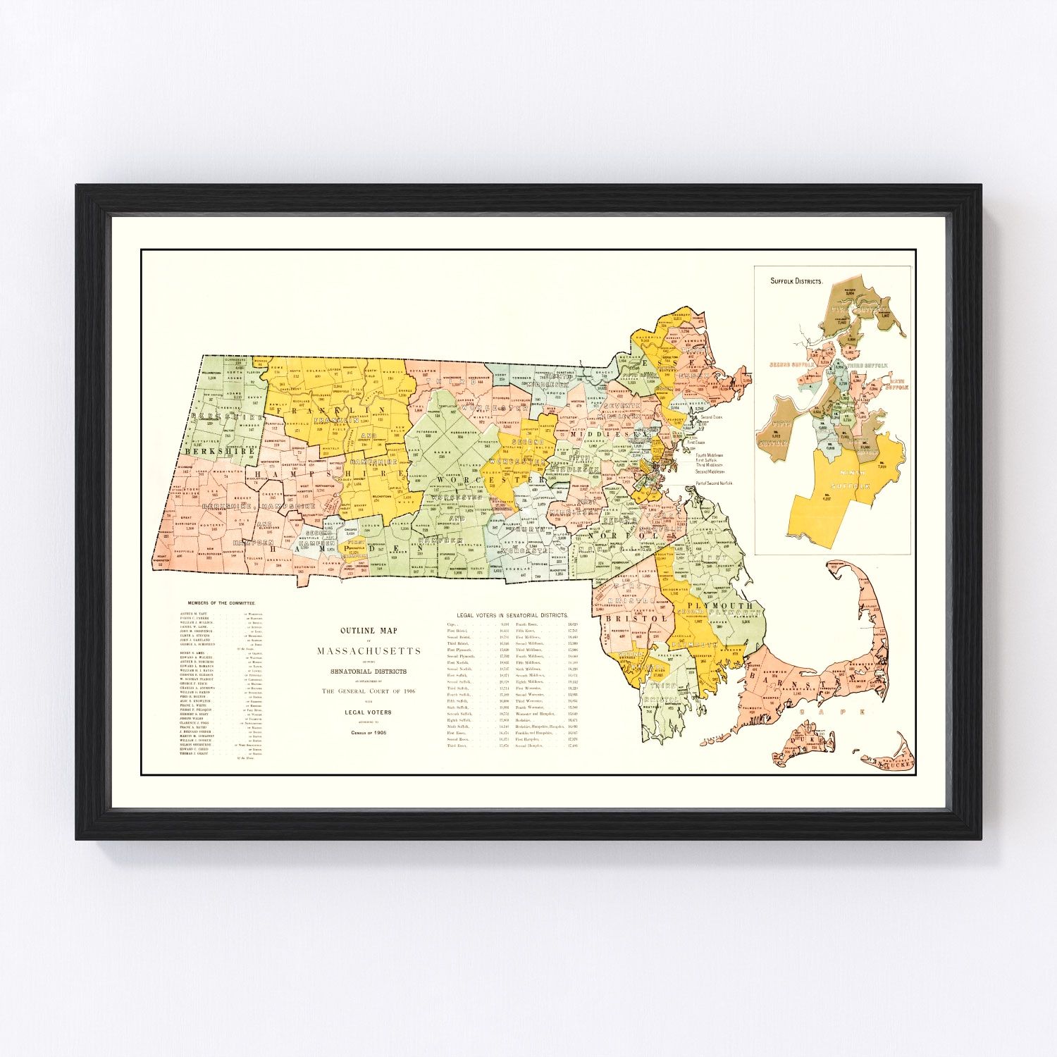 Vintage Map Of Massachusetts 1906 By Teds Vintage Art